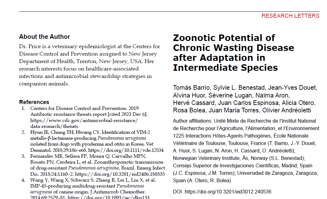Zoonotic Potential of Chronic Wasting Disease after Adaptation in ...